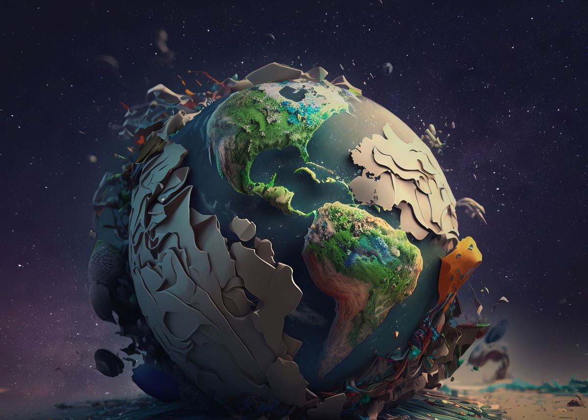 'Earth shedding plastic' Poster by Karen Foley | Displate