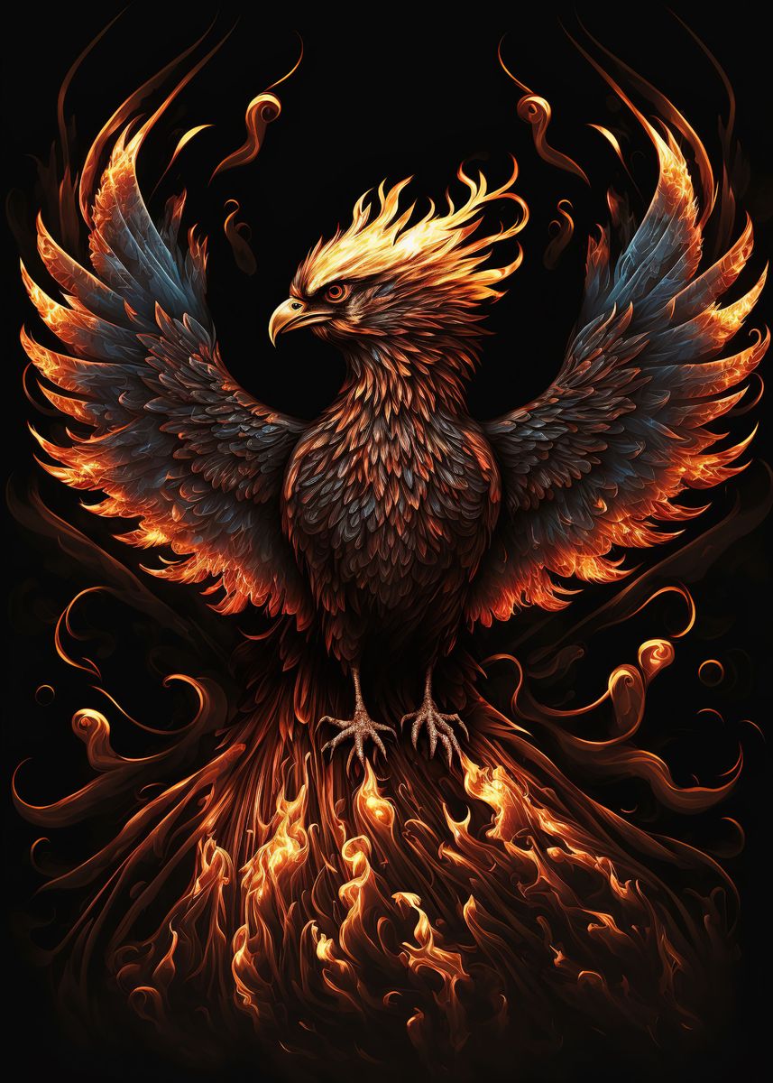 'Phoenix Bird' Poster, picture, metal print, paint by Freddie | Displate