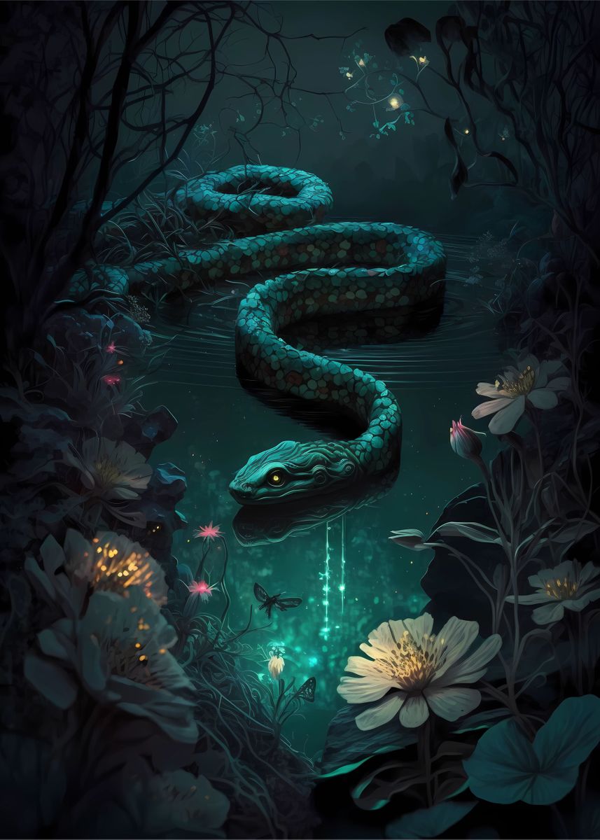 'Snake Supernatural power' Poster, picture, metal print, paint by ...