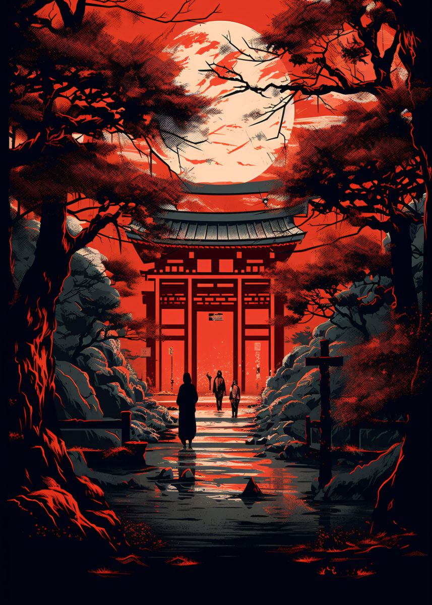 'Eerie Red Shrine Moon' Poster, picture, metal print, paint by Vincent ...