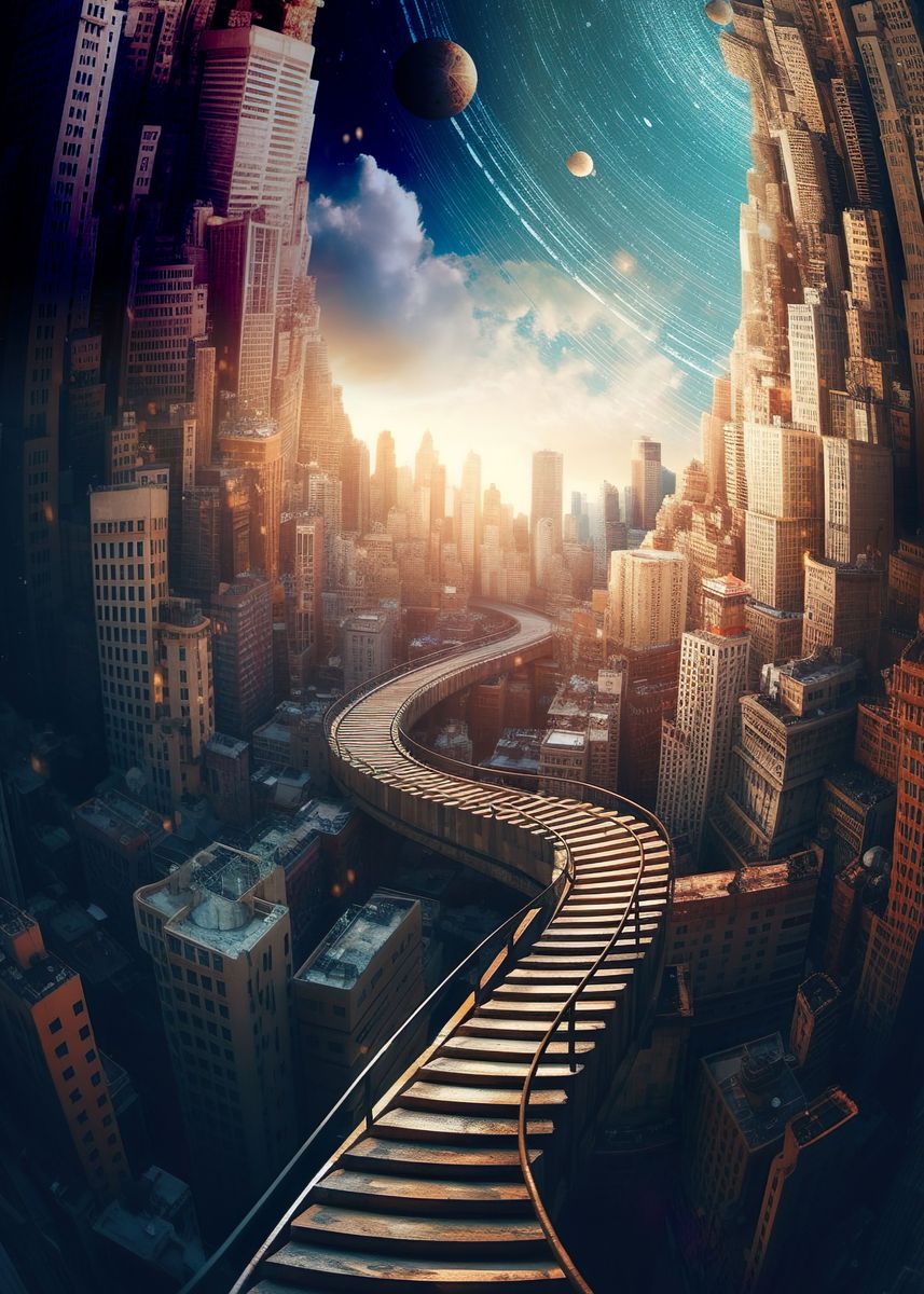 'Anamorphic City' Poster, picture, metal print, paint by TESSERACT 07 ...