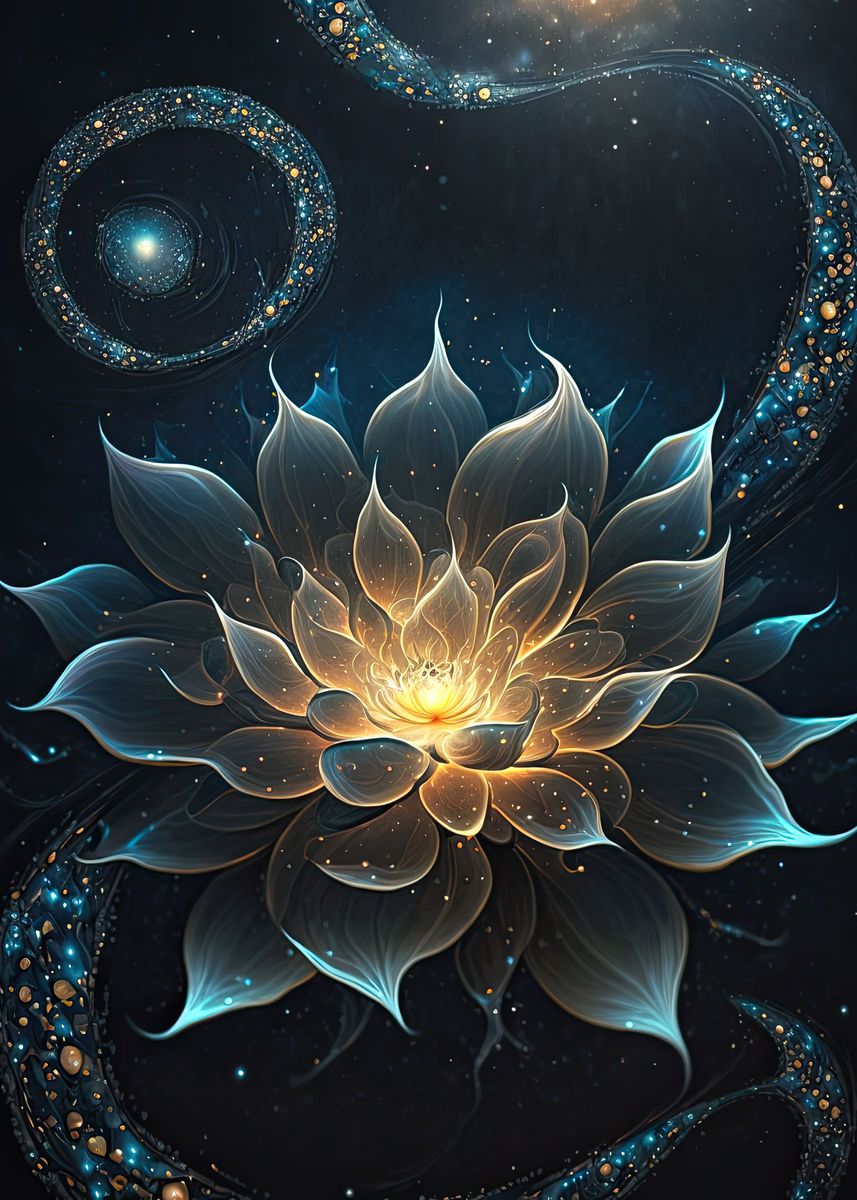 'Cosmic Lotus' Poster, picture, metal print, paint by Astrodeum | Displate