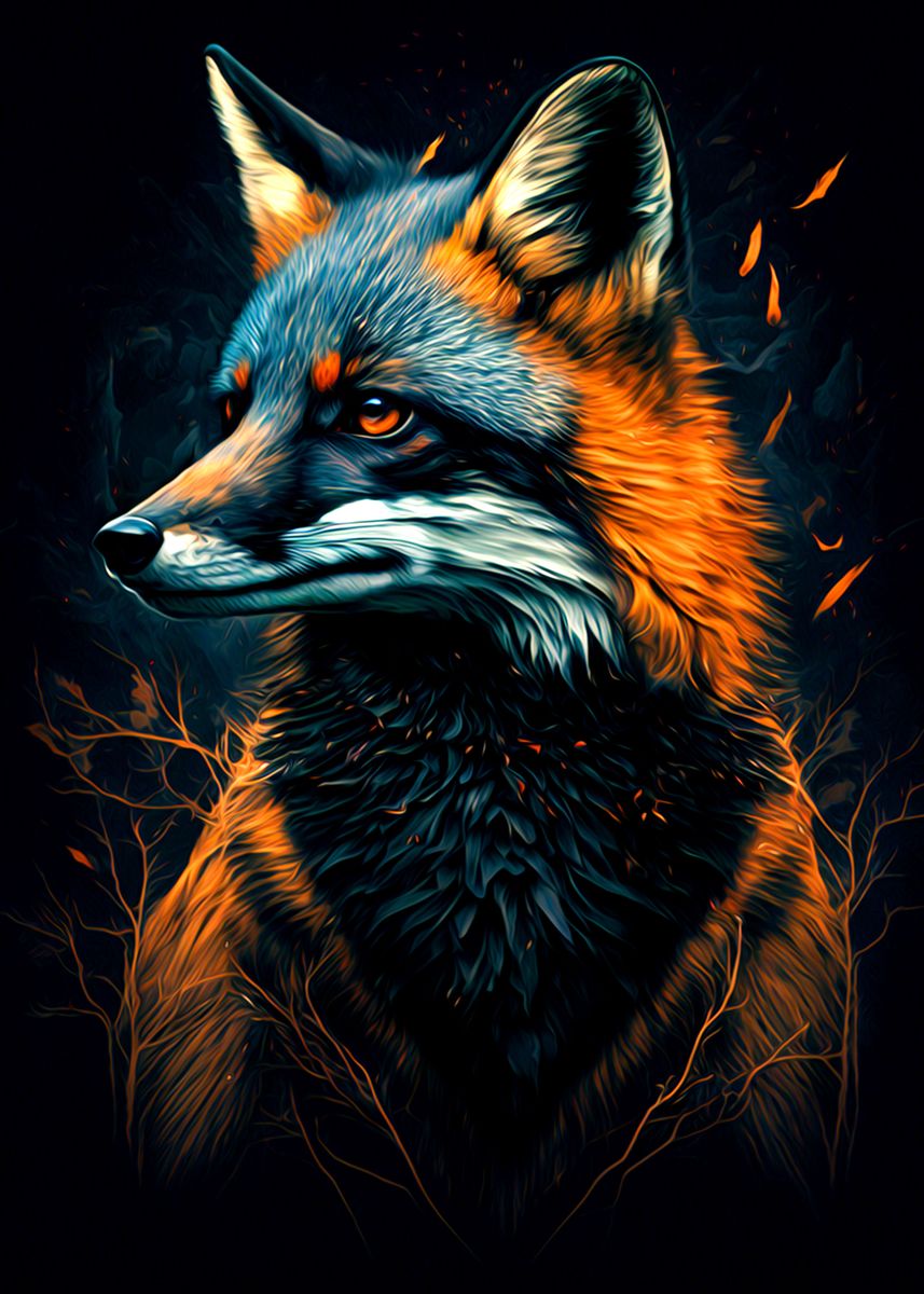 'Fox' Poster, picture, metal print, paint by Hustle 92 | Displate