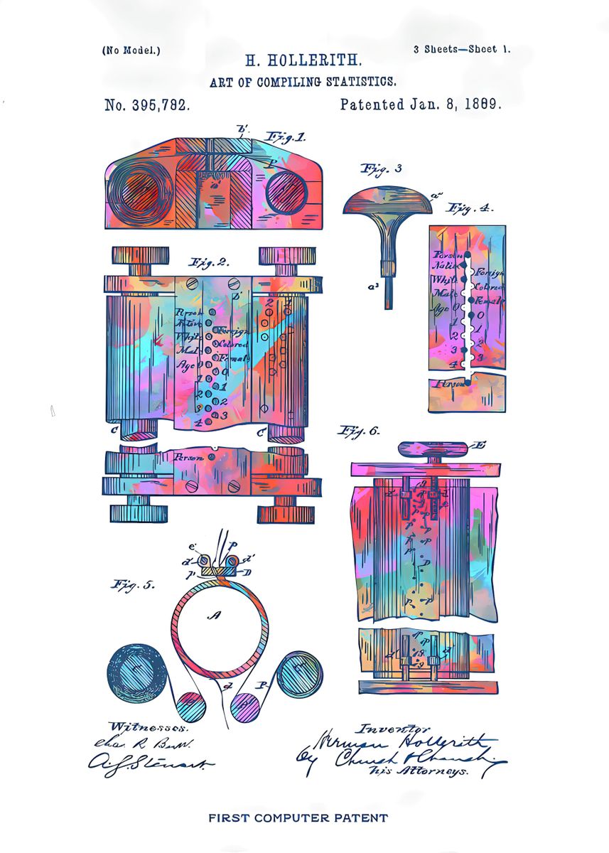 '1889 First Computer' Poster, picture, metal print, paint by Ben ...