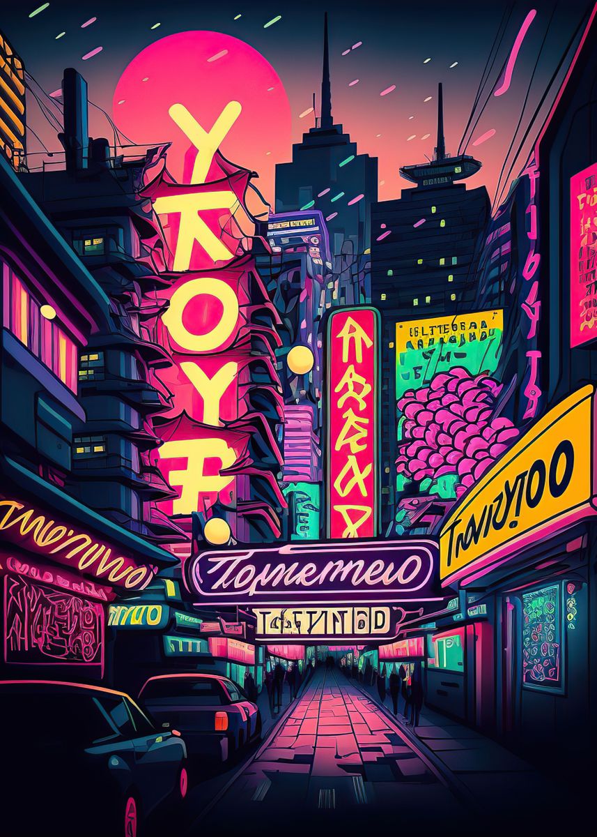 'Tokyo Japan Cyberpunk ' Poster, picture, metal print, paint by Anime ...