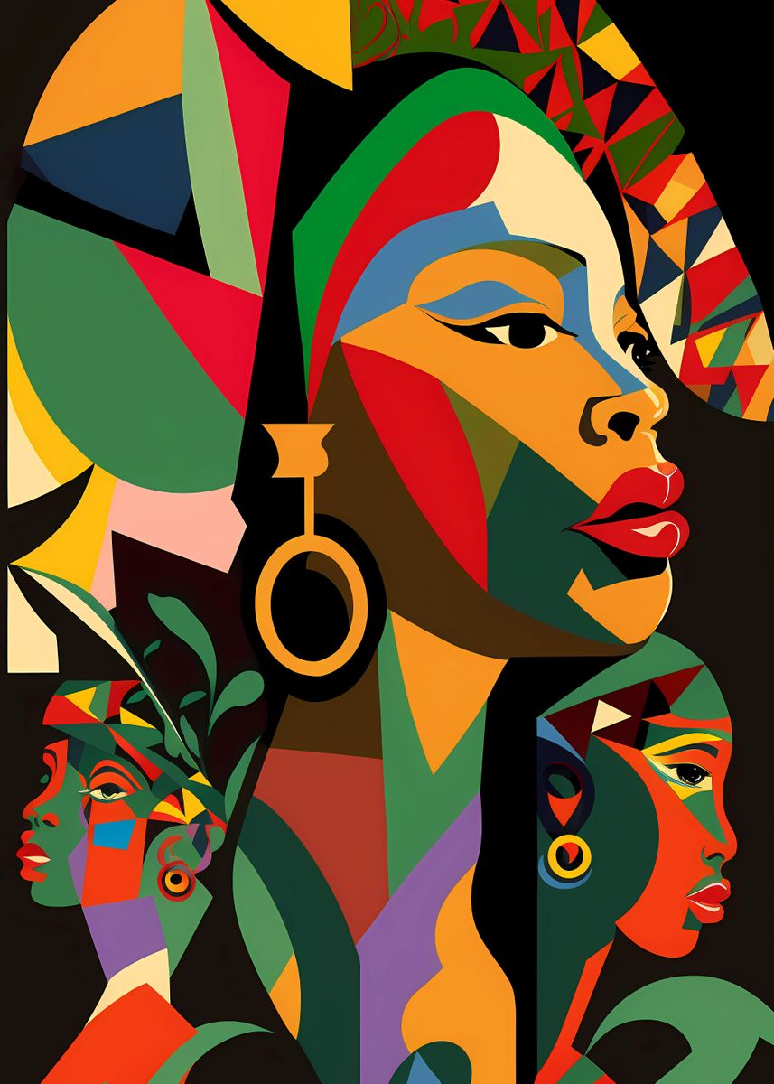 'African Art Abstract Women' Poster, picture, metal print, paint by ...