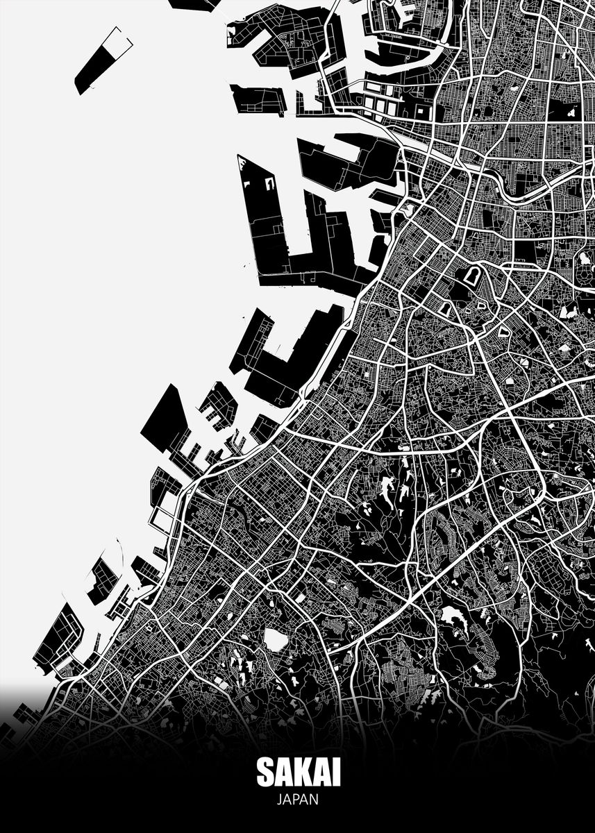 'Sakai Japan Map' Poster, picture, metal print, paint by Zake Yonkou ...