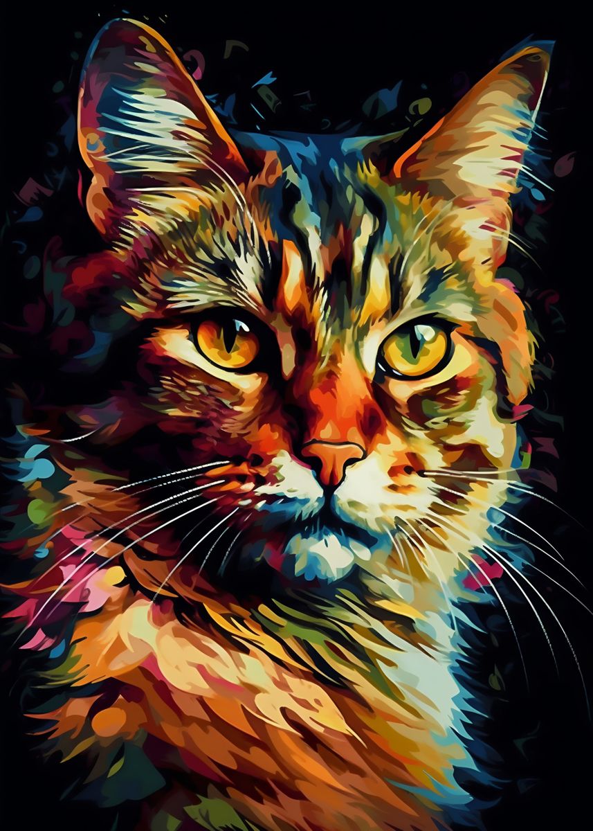 'Colorful Cat' Poster by Neugebauer | Displate