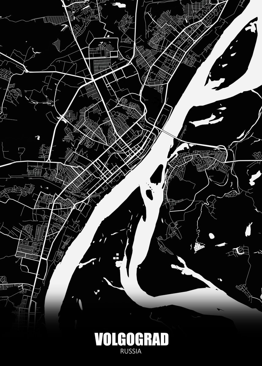 'Volgograd Russia Map' Poster by Zake Yonkou | Displate