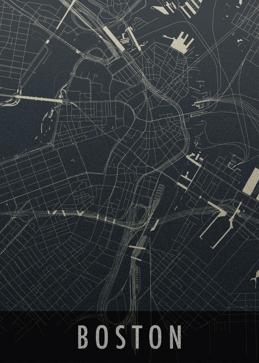 'Boston map' Poster, picture, metal print, paint by Denise Zendejas ...