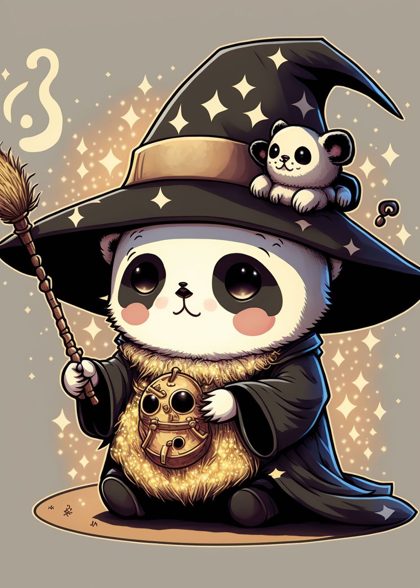 'Panda witch' Poster by Silhouette Anime Art | Displate