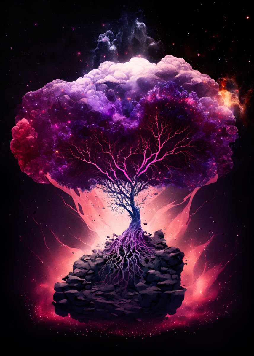 'Magic tree in space' Poster, picture, metal print, paint by Horace ...