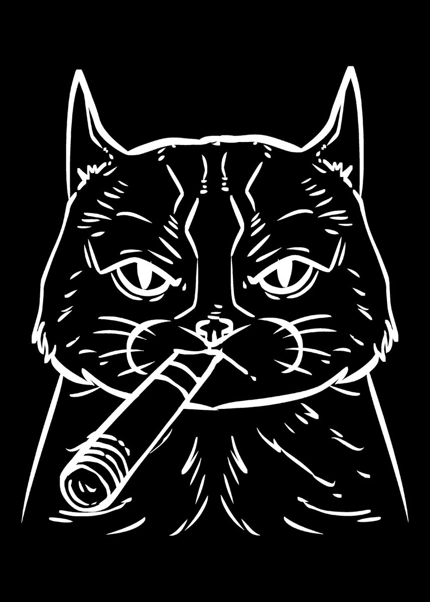 'Cat Smoking Pothead Gift' Poster, picture, metal print, paint by ...