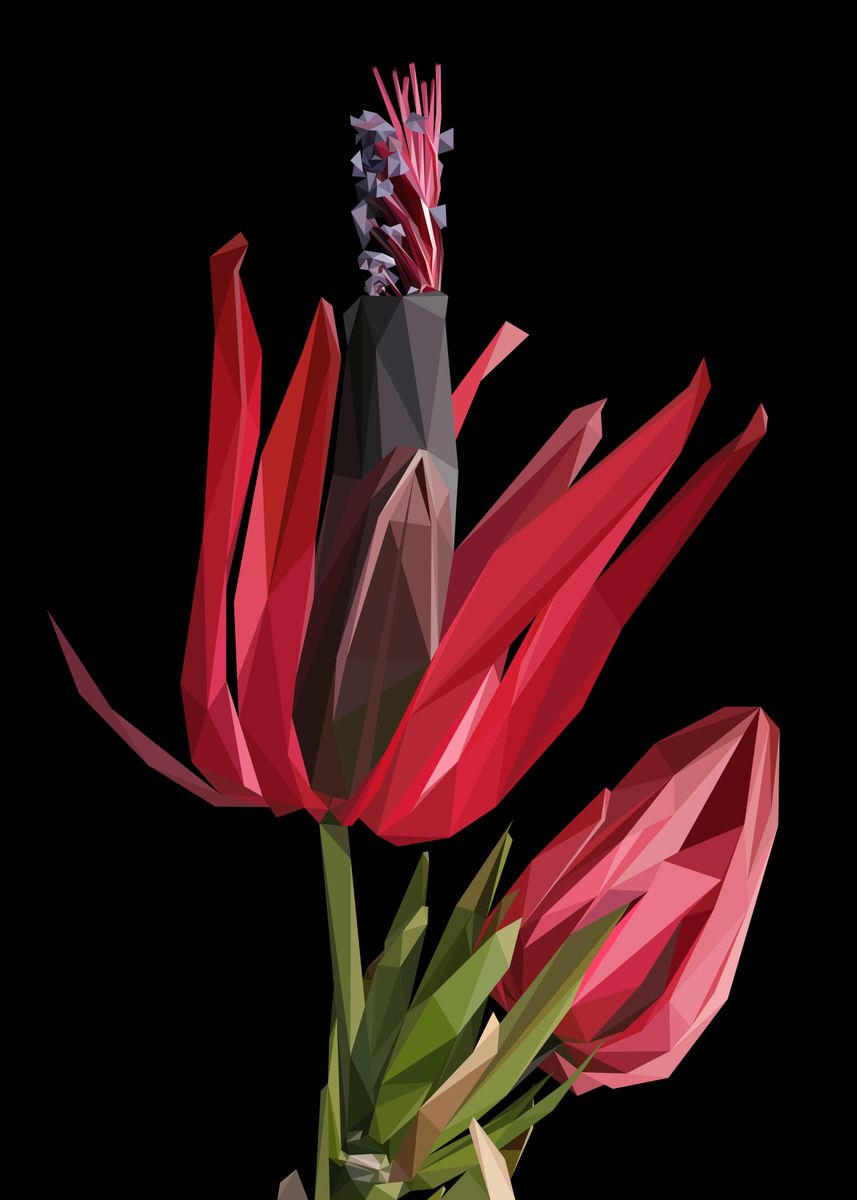 'Abstract Flower Lowpoly' Poster by YOGA ART15 | Displate