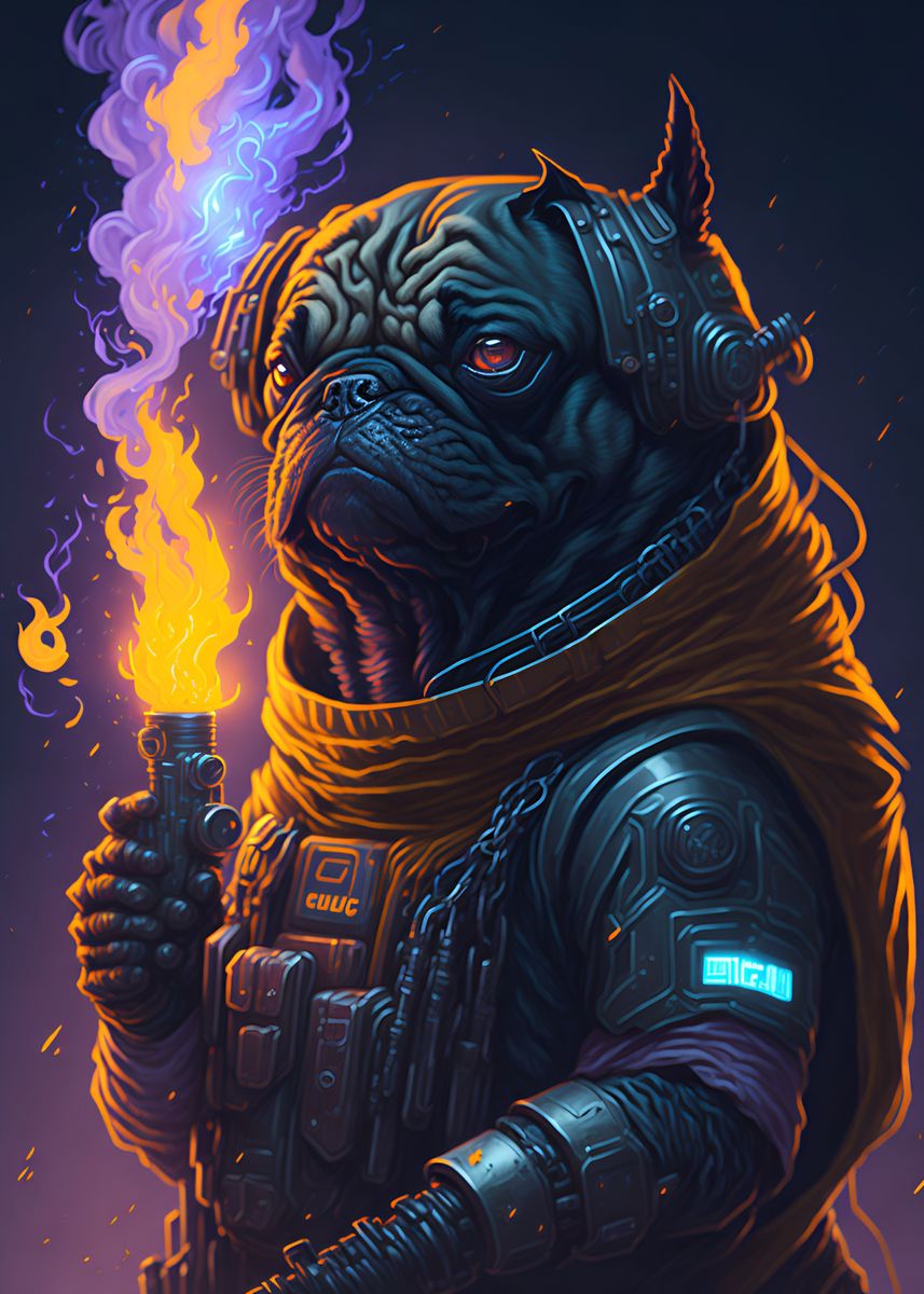 'Pugs Fiery Rebellion' Poster by jodotodesign | Displate