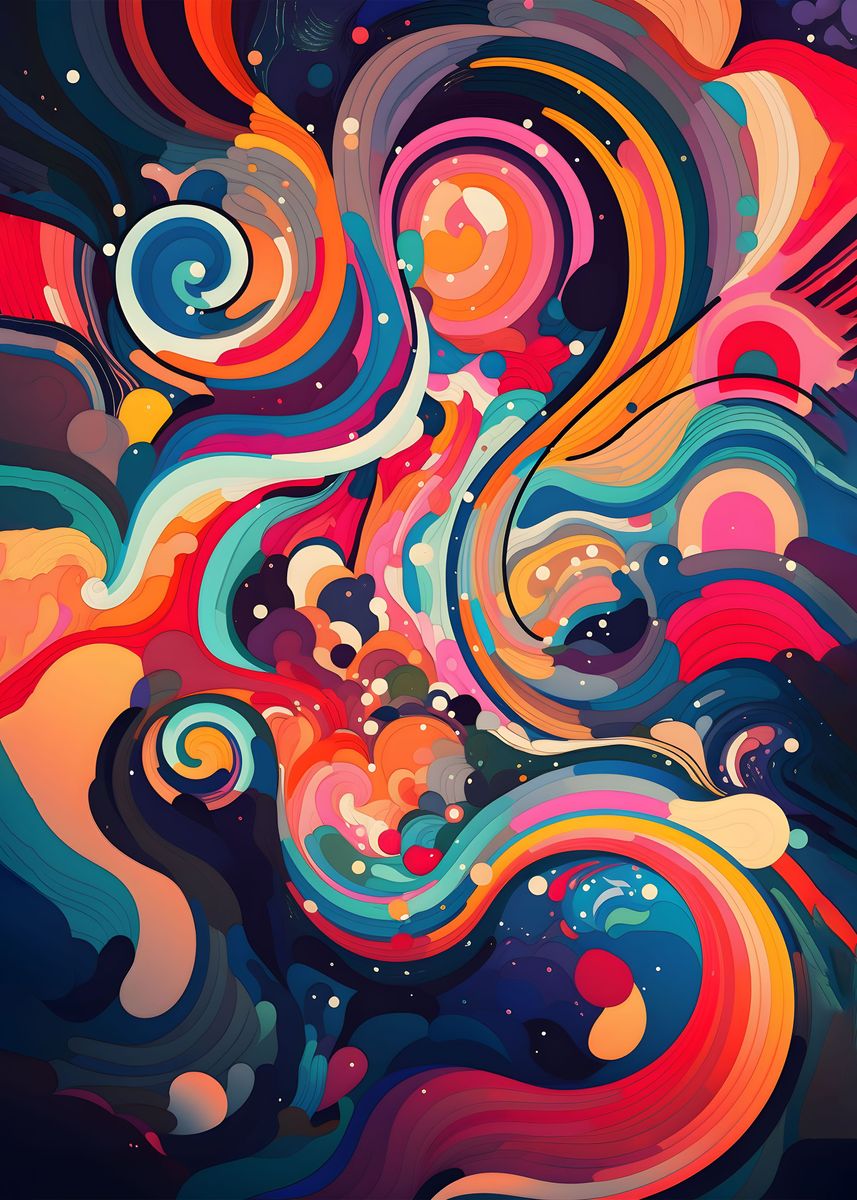 'Abstract art warm cold' Poster, picture, metal print, paint by ...