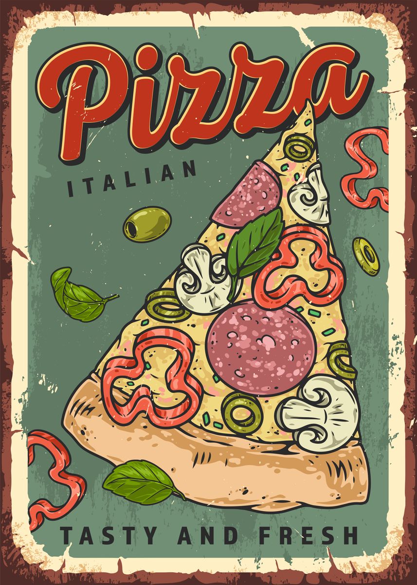 'Pizza Italian Ristorante' Poster, picture, metal print, paint by ...