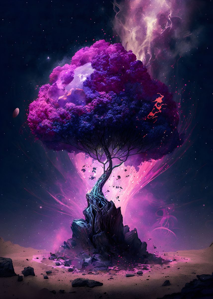 'Violet magic tree' Poster, picture, metal print, paint by Horace Laura ...