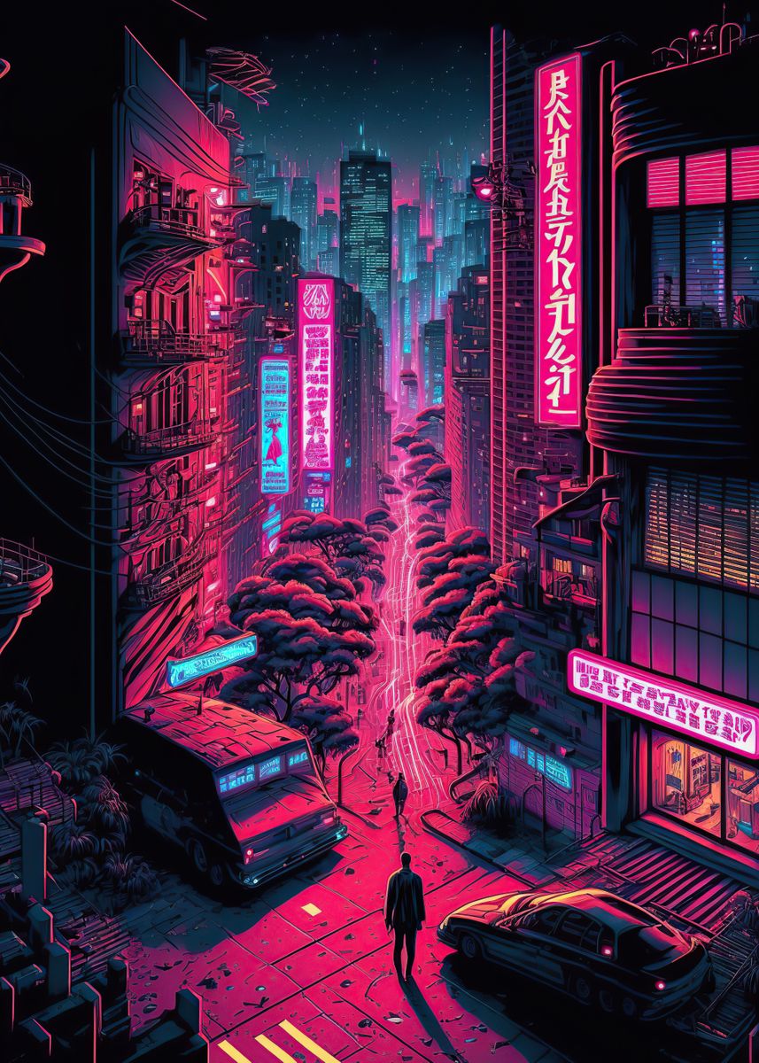 'Tokyo Japan Cyberpunk ' Poster, picture, metal print, paint by Anime ...