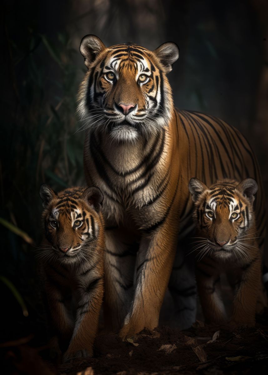 'Tigress With Cubs' Poster, picture, metal print, paint by Five Senses ...