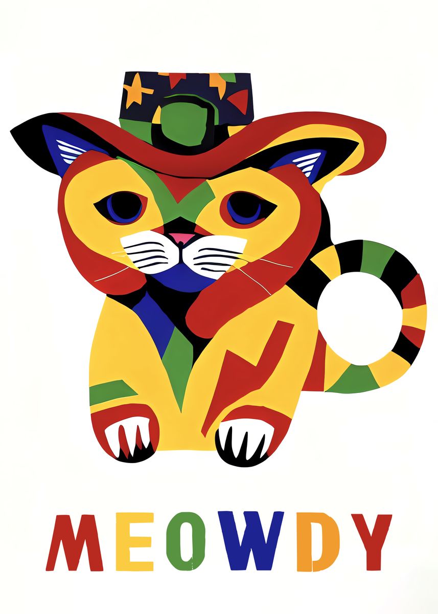 'Meowdy Cat' Poster, picture, metal print, paint by BluePinkPanther ...