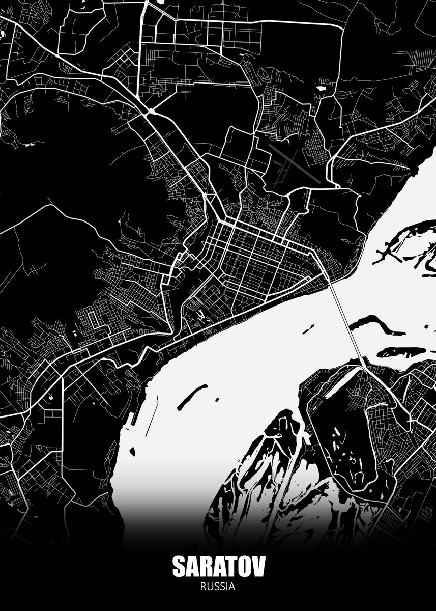 'Saratov Russia Map' Poster, picture, metal print, paint by Zake Yonkou ...