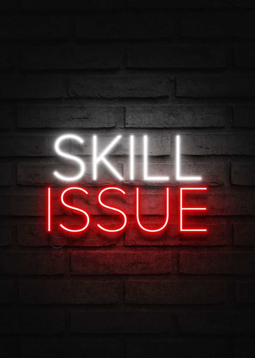 'Neon gaming sign skill' Poster, picture, metal print, paint by ...