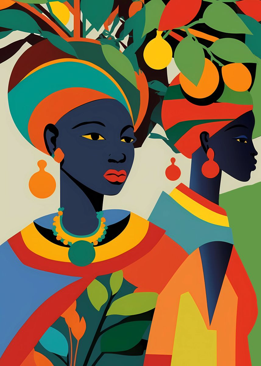 'African Art Abstract Women' Poster, picture, metal print, paint by ...