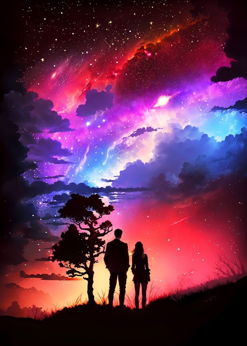 'Infinite Sunset Couple' Poster, picture, metal print, paint by Luong ...