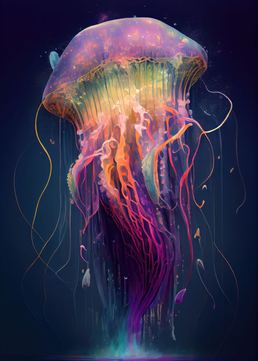 'The Mysterious Jellyfish 2' Poster, picture, metal print, paint by ...