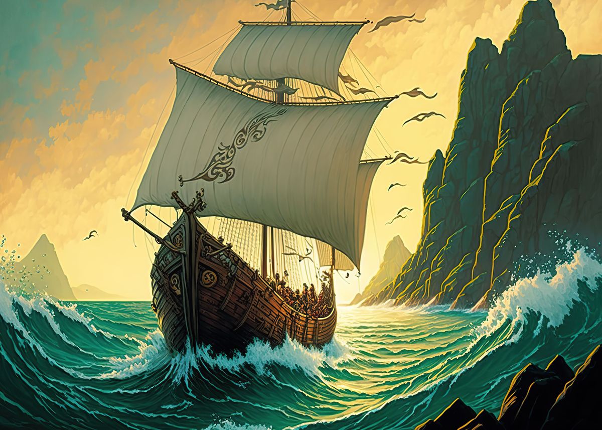 'beautiful sailing ship' Poster by Atlas Mcguire | Displate