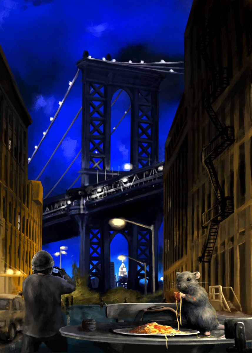 'City rat at DUMBO' Poster, picture, metal print, paint by ...