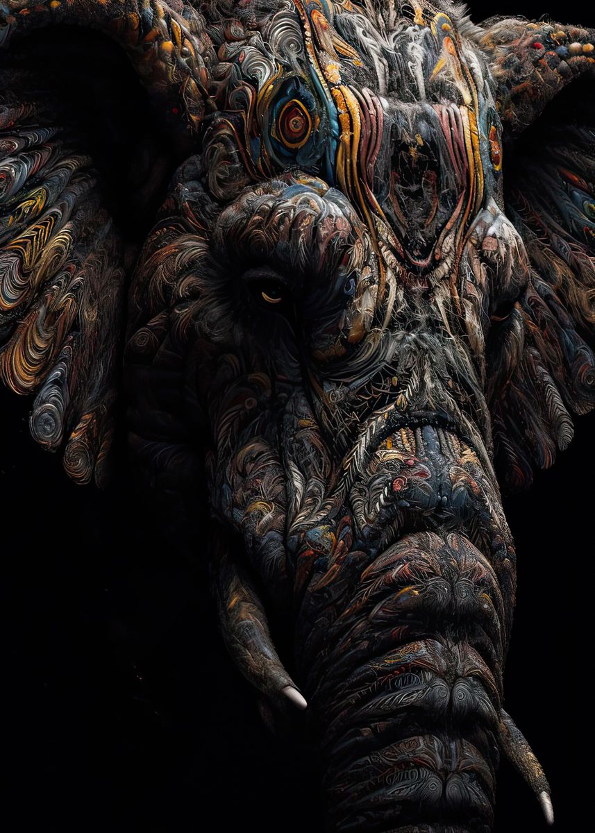 'Spotted Elephant' Poster, picture, metal print, paint by Digital Wise ...