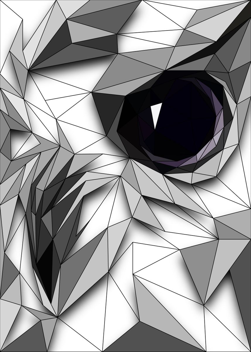 'Owl Lowpoly Half Frame' Poster, picture, metal print, paint by Evanz ...