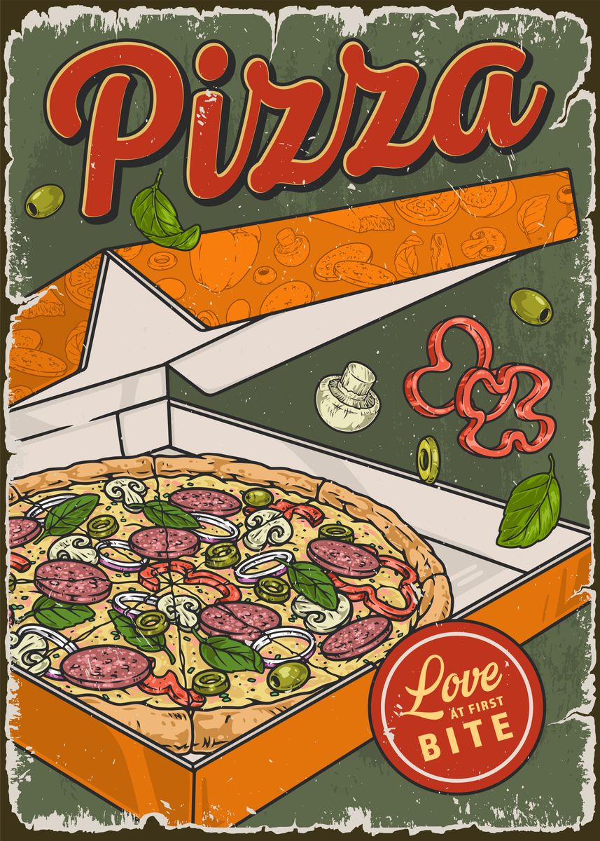 'Pizza' Poster, picture, metal print, paint by dkDesign | Displate