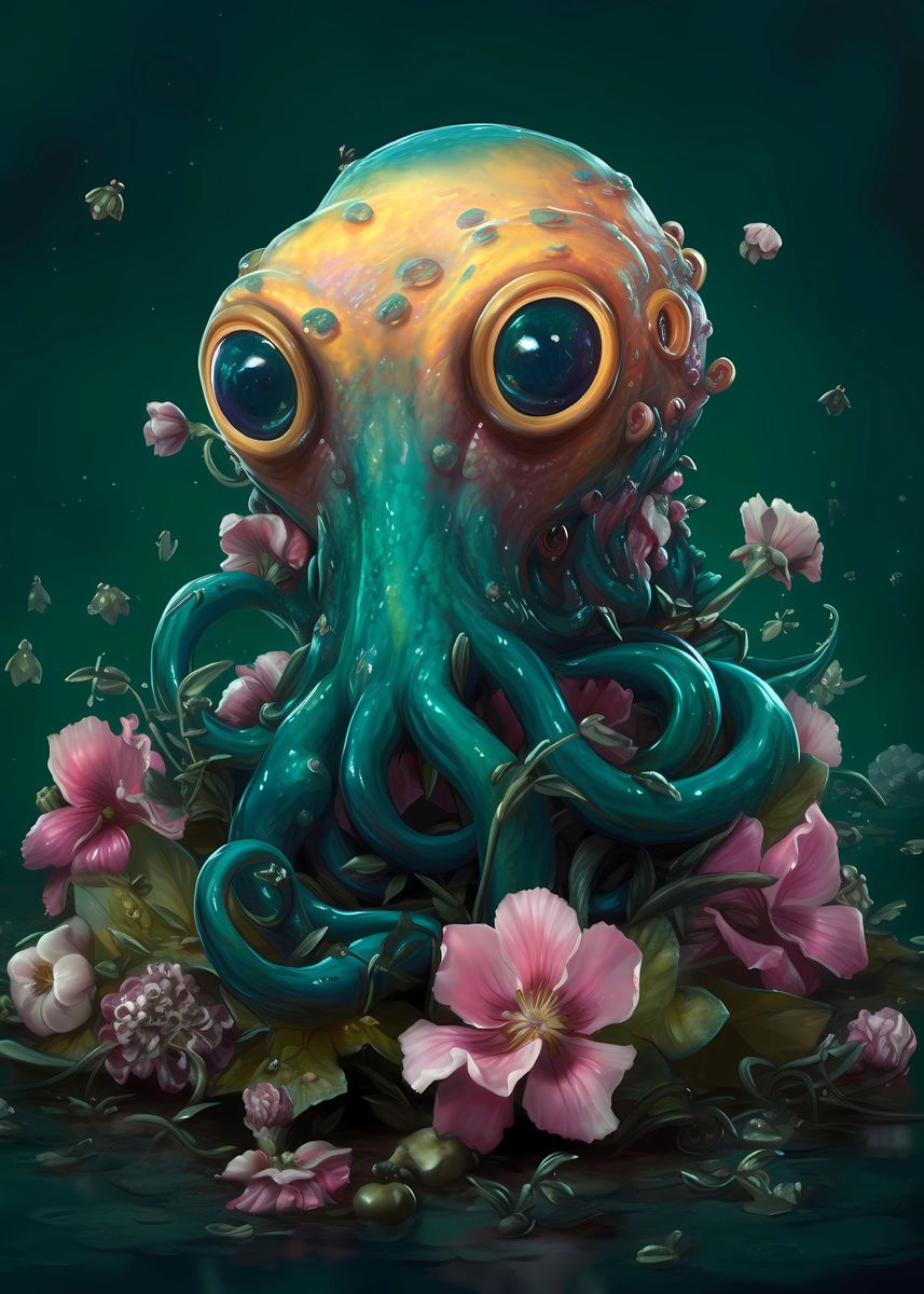 'Squid Fairy tale' Poster, picture, metal print, paint by Connor ...