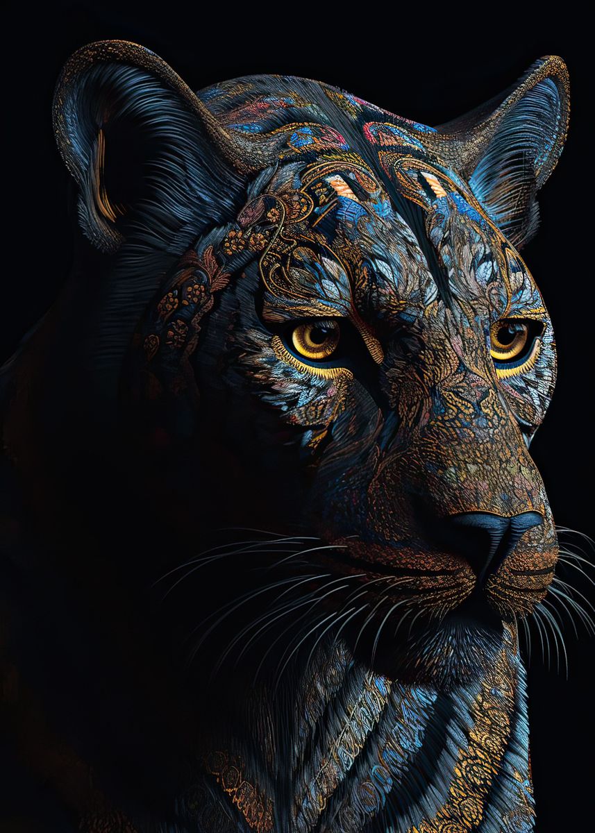 'Vantablack Spotted Tiger' Poster, picture, metal print, paint by ...