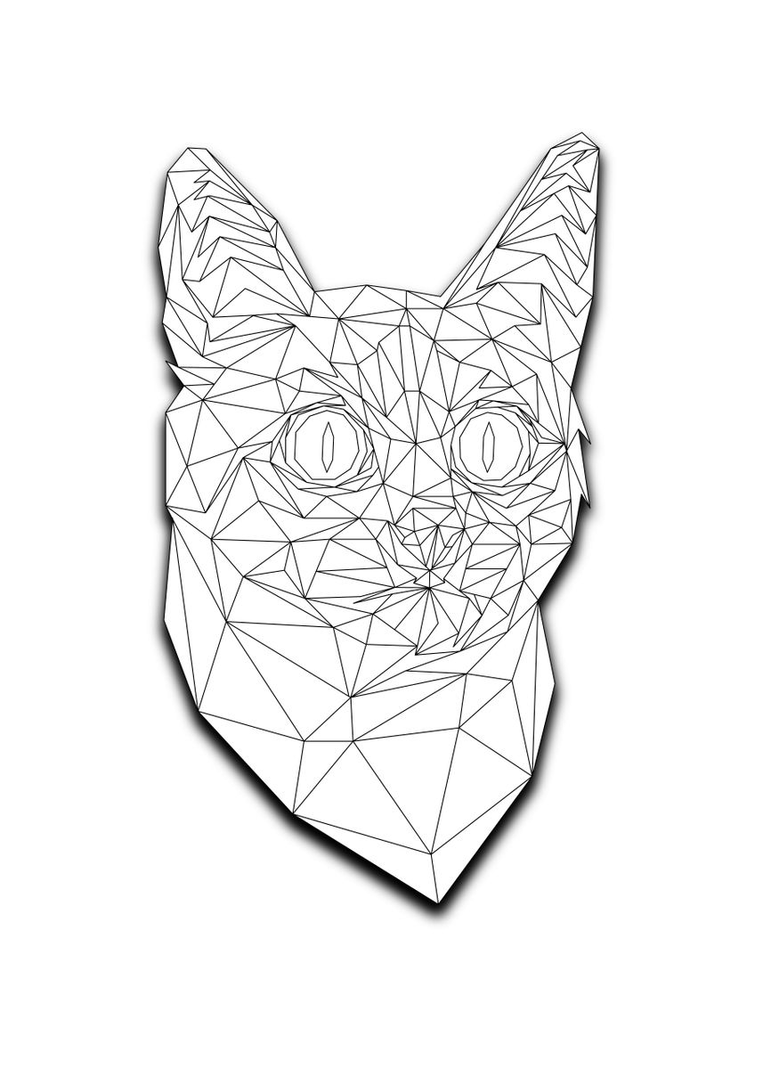 'Cat Lowpoly Wireframe' Poster, picture, metal print, paint by Evanz ...