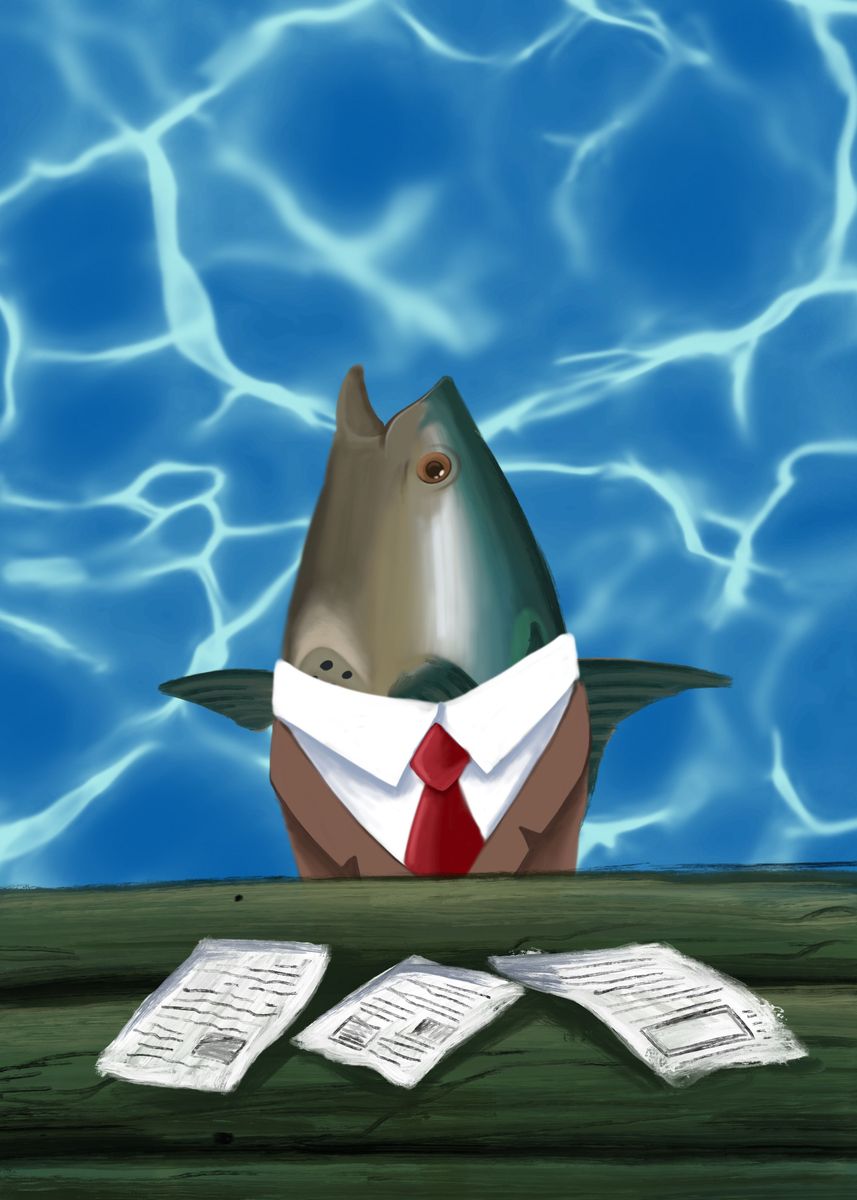 'reporter fish legend' Poster, picture, metal print, paint by masn ...