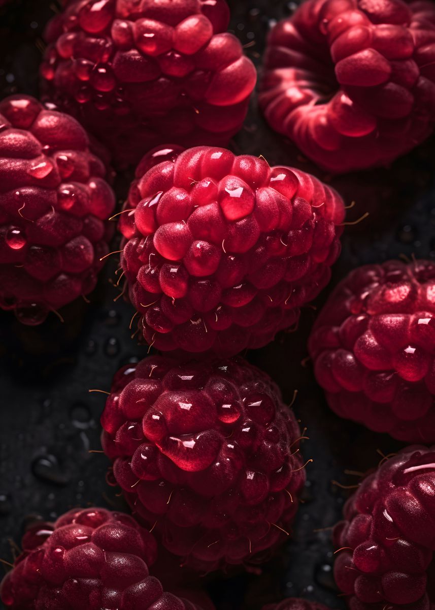 'Tasty Raspberries' Poster, picture, metal print, paint by ...