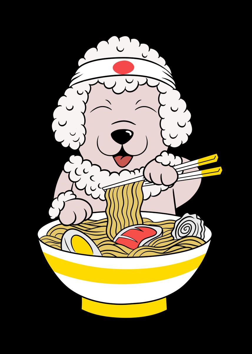 'Poodle Ramen ' Poster, picture, metal print, paint by PetPrints | Displate