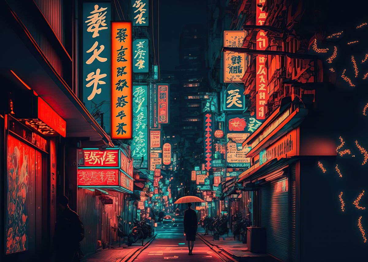 'Tokyo neon japanese' Poster by Anime Poster | Displate