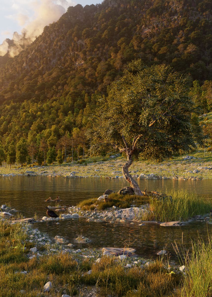 'Old lonely tree' Poster, picture, metal print, paint by ...