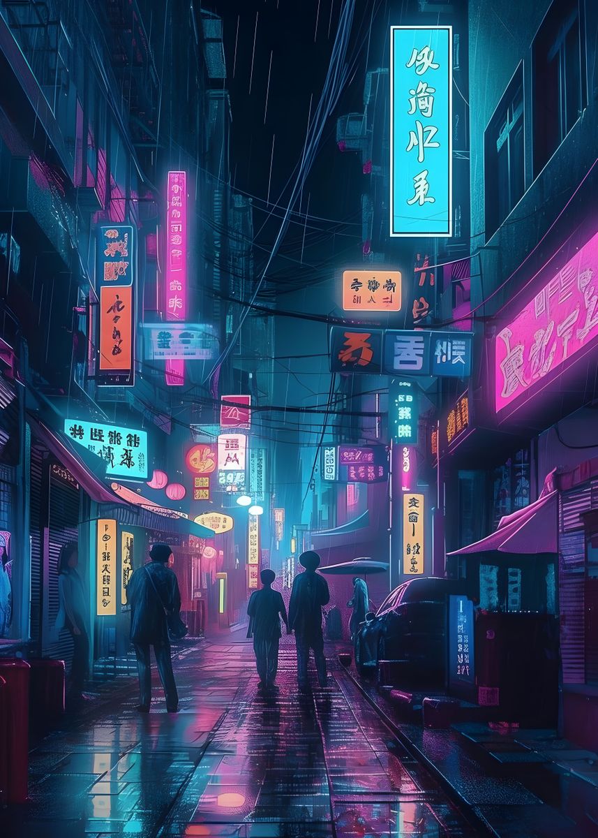 'Cyberpunk Japan 1' Poster, picture, metal print, paint by Unique art ...