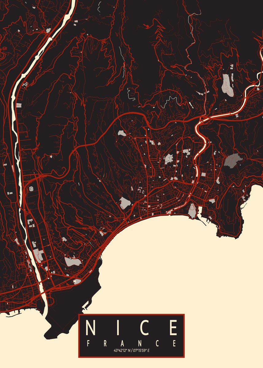 'Nice City Map Vector' Poster, picture, metal print, paint by deMAP ...