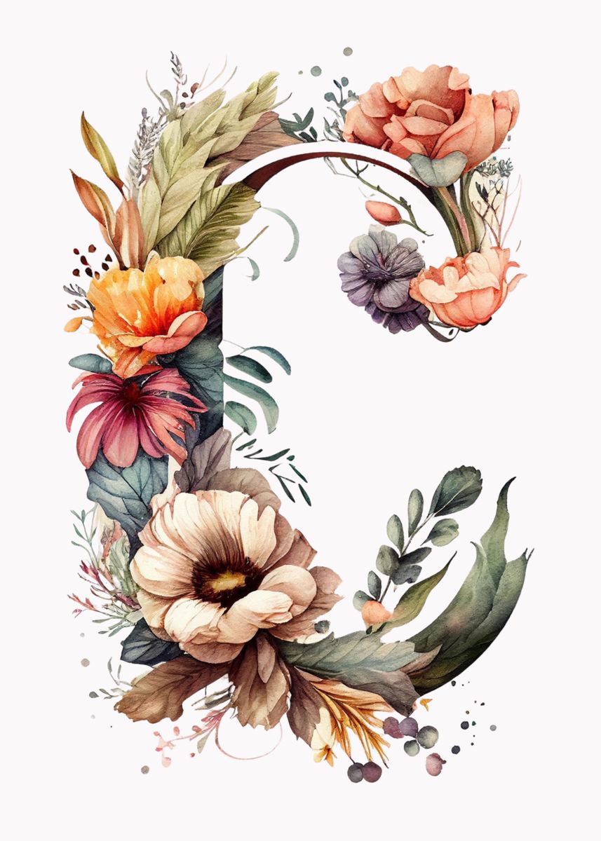 'Watercolor Letter C Poster' Poster, picture, metal print, paint by ...