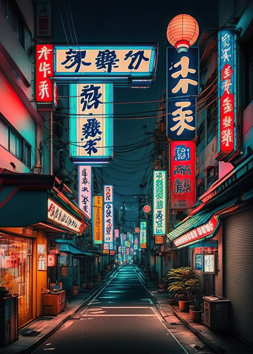 'Tokyo neon japanese' Poster, picture, metal print, paint by Anime ...