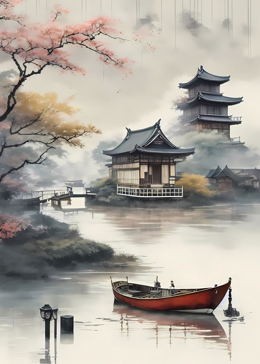 'japanese grey environment' Poster, picture, metal print, paint by ...