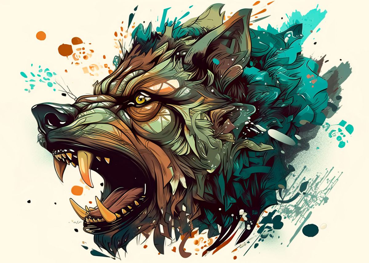 'Cartoon style wolf' Poster by HildaWarren Studio | Displate