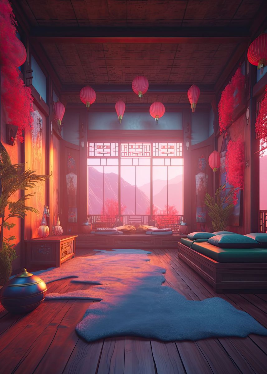 'Ancient Japanese Dojo' Poster, picture, metal print, paint by Morphic ...